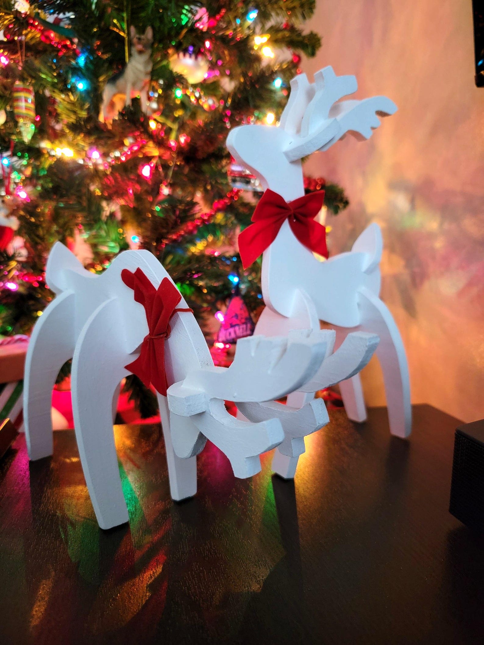 Wooden White Reindeer, White Wood Reindeer, Reindeer Mantle Decor ...