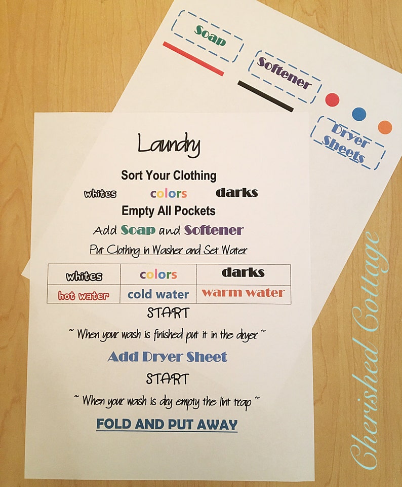 Laundry Guide - Laundry How to Guide - Printable - Laundry Chart ...