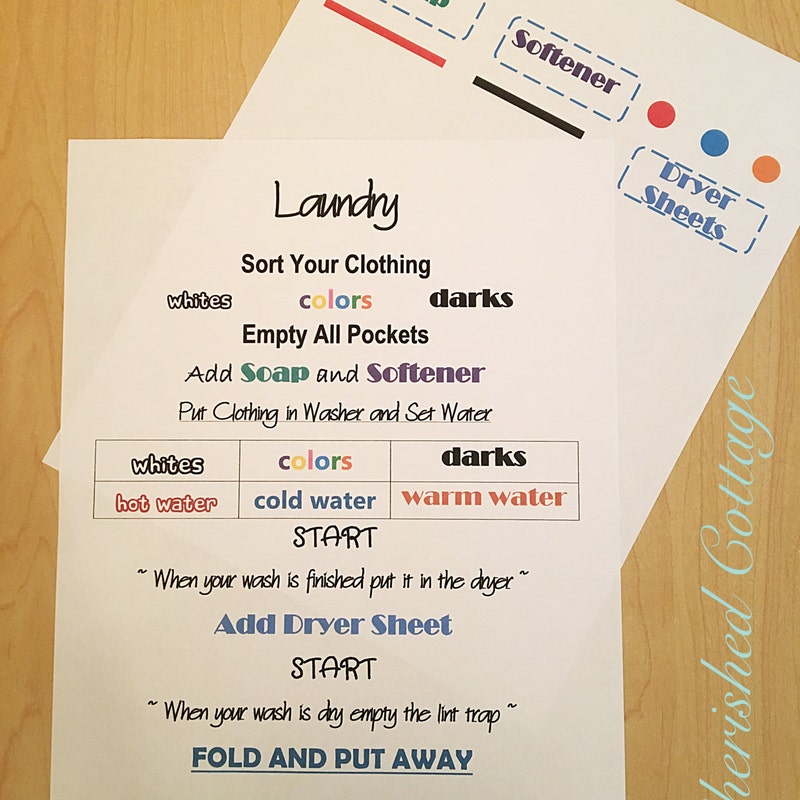 Laundry Cheat Sheet - Etsy