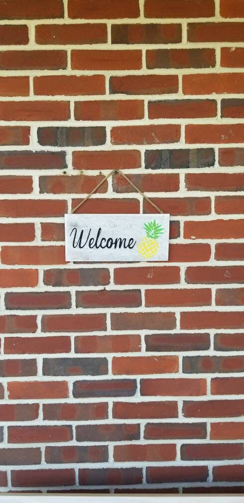 Pineapple Welcome Sign, Wooden Pineapple Welcome Sign, Handpainted ...