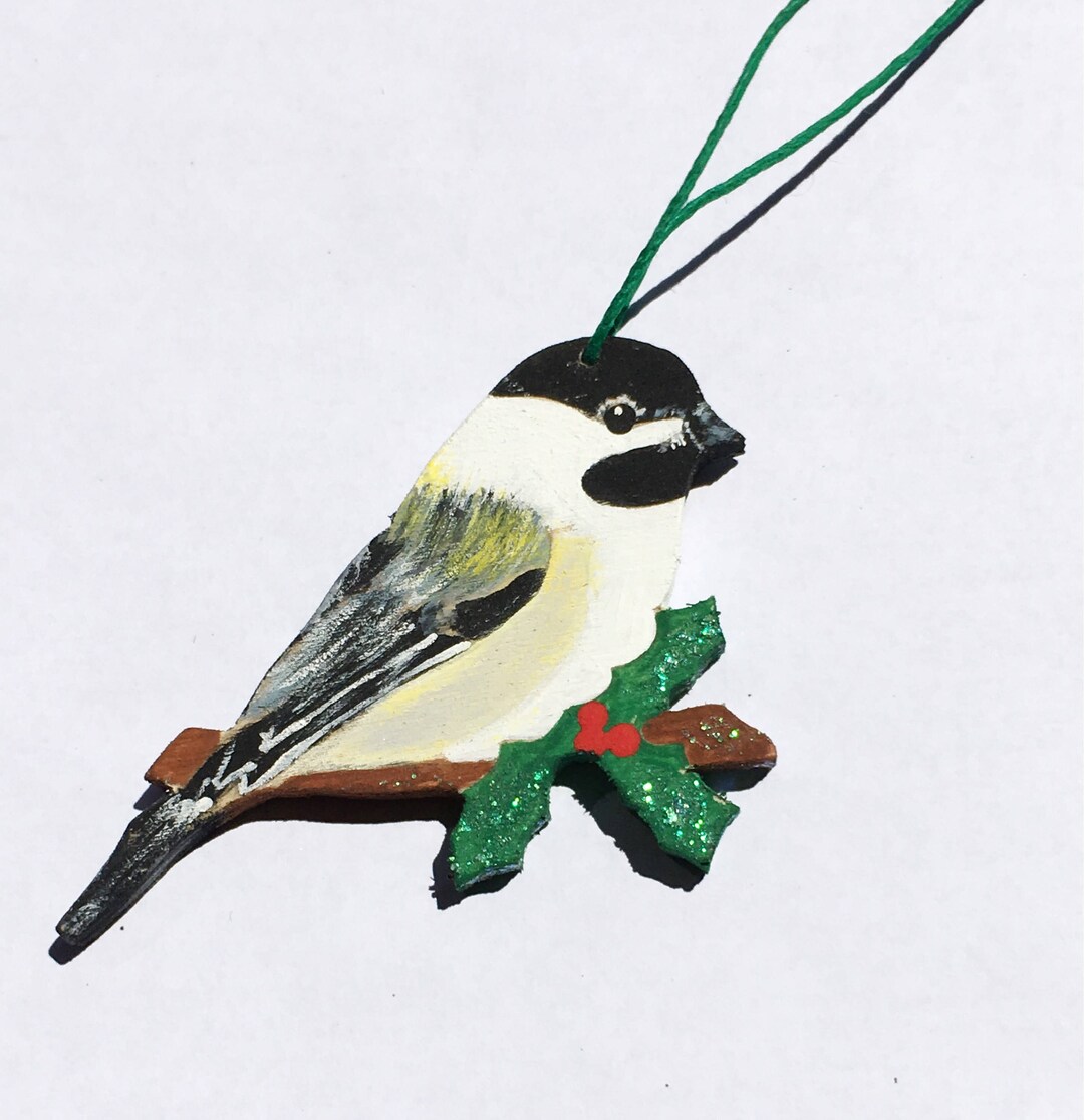 Chickadee Ornament, Wooden Chickadee, Black Capped Chickadee Ornament ...