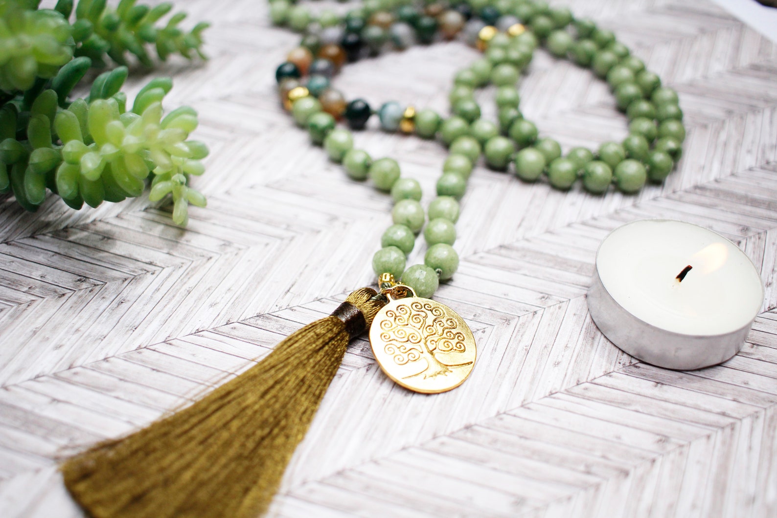 Jade Mala Charm Indian Agate Green Mala Mala Beads 108 | Etsy