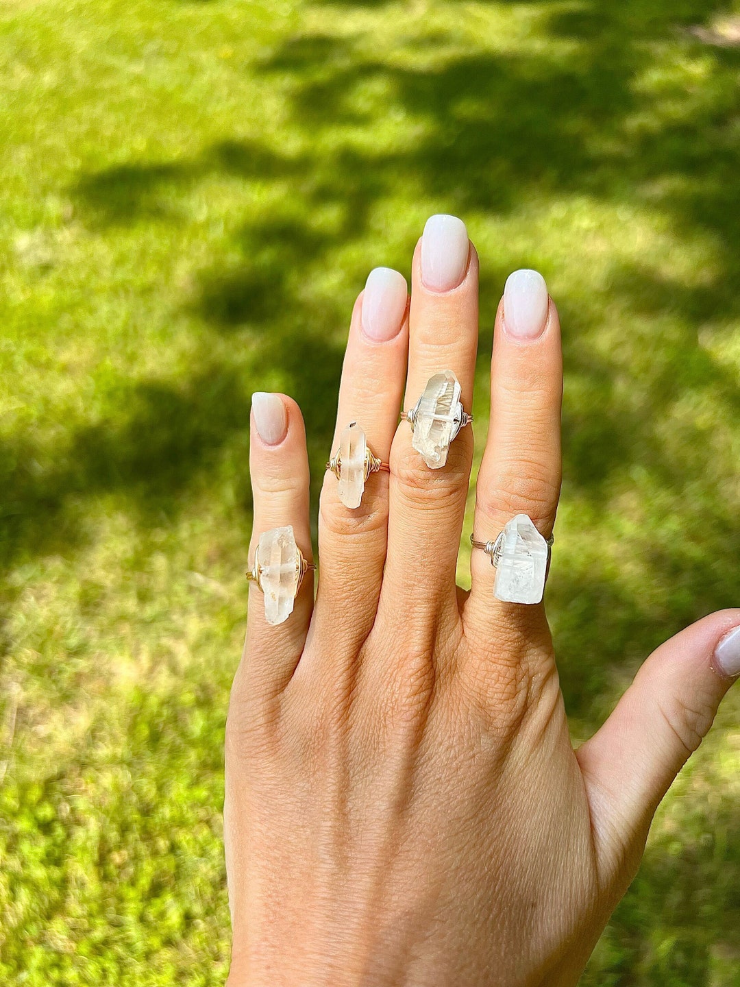 Quartz Crystal Gemstone Ring, Stacking Statement Wire Wrapped Ring ...