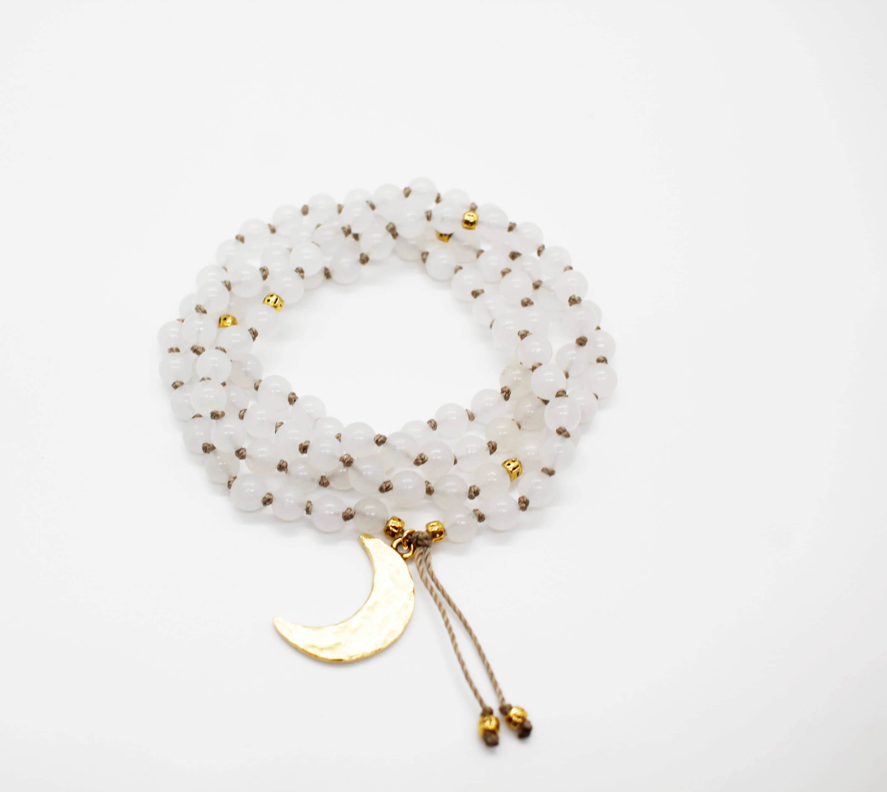 White Mala Necklace Moonstone Mala Beads Mala Bracelet - Etsy
