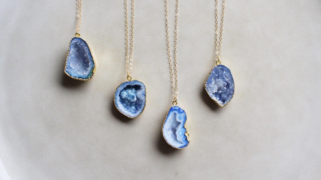 Raw Crystal Necklace, Crystal Pendant Jewelry, Handmade Layered ...