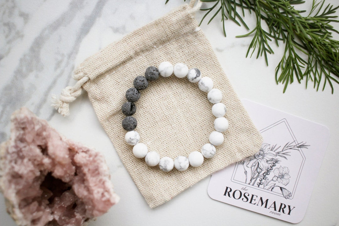 Howlite Bracelet, Howlite Jewelry, Essential Oil Bracelet, Oil Diffuser ...