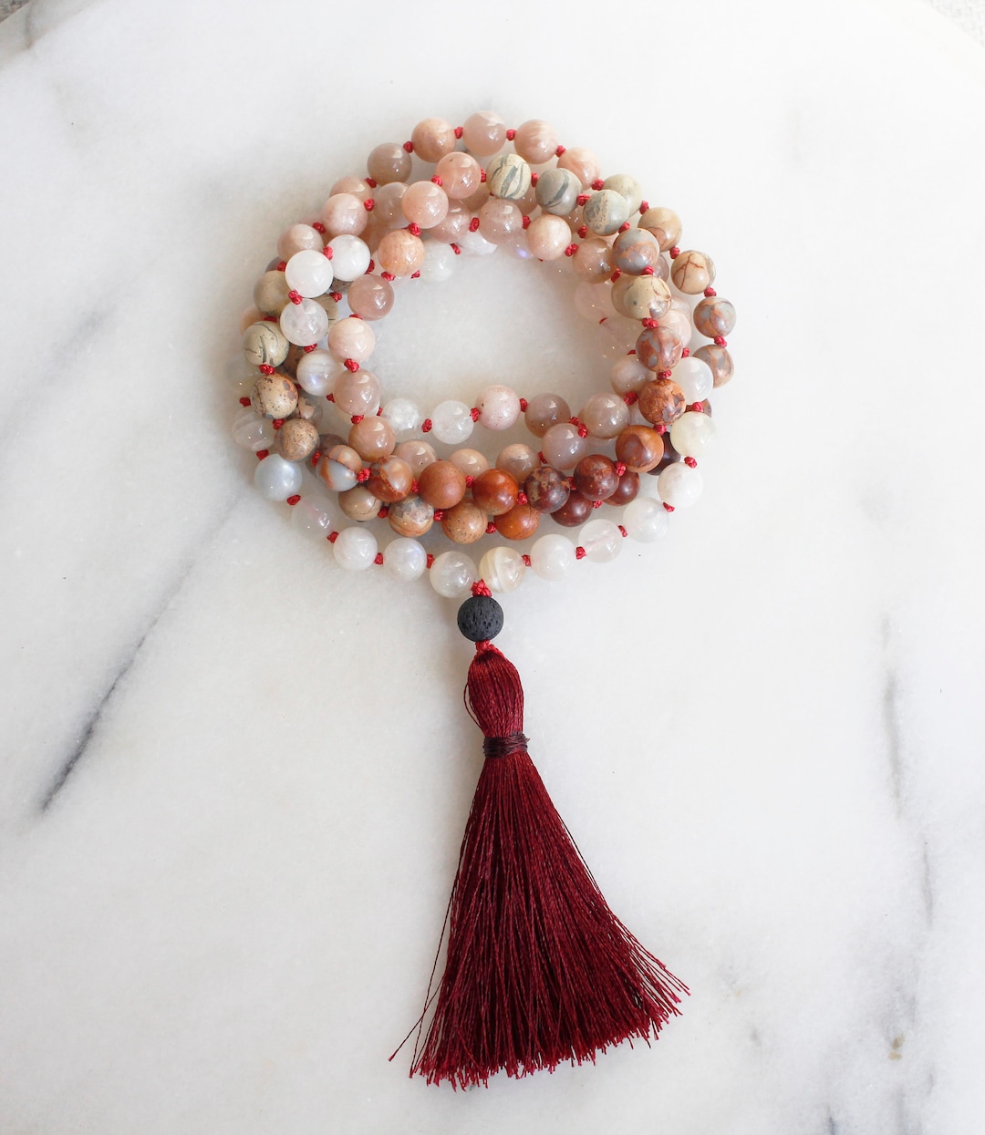 SUN & MOON 108 Mala Beads, Mala Beads, Mala Necklace, Mala, Tassel ...