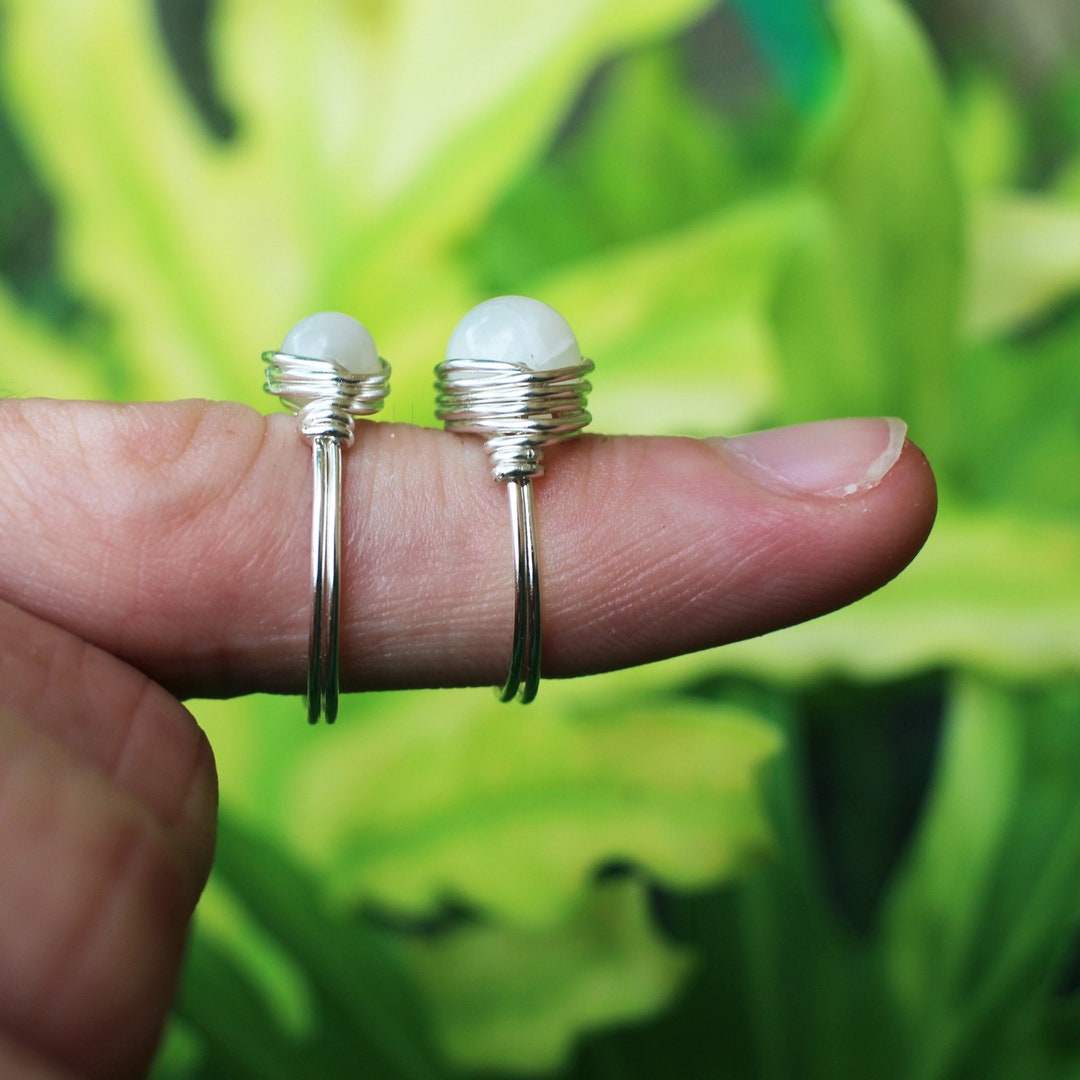 Sterling Silver Moonstone Ring, Crystal Wire Wrapped Gemstone Rings ...