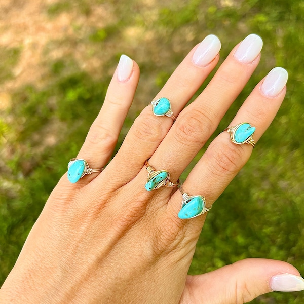 Turquoise Gold Ring - Etsy