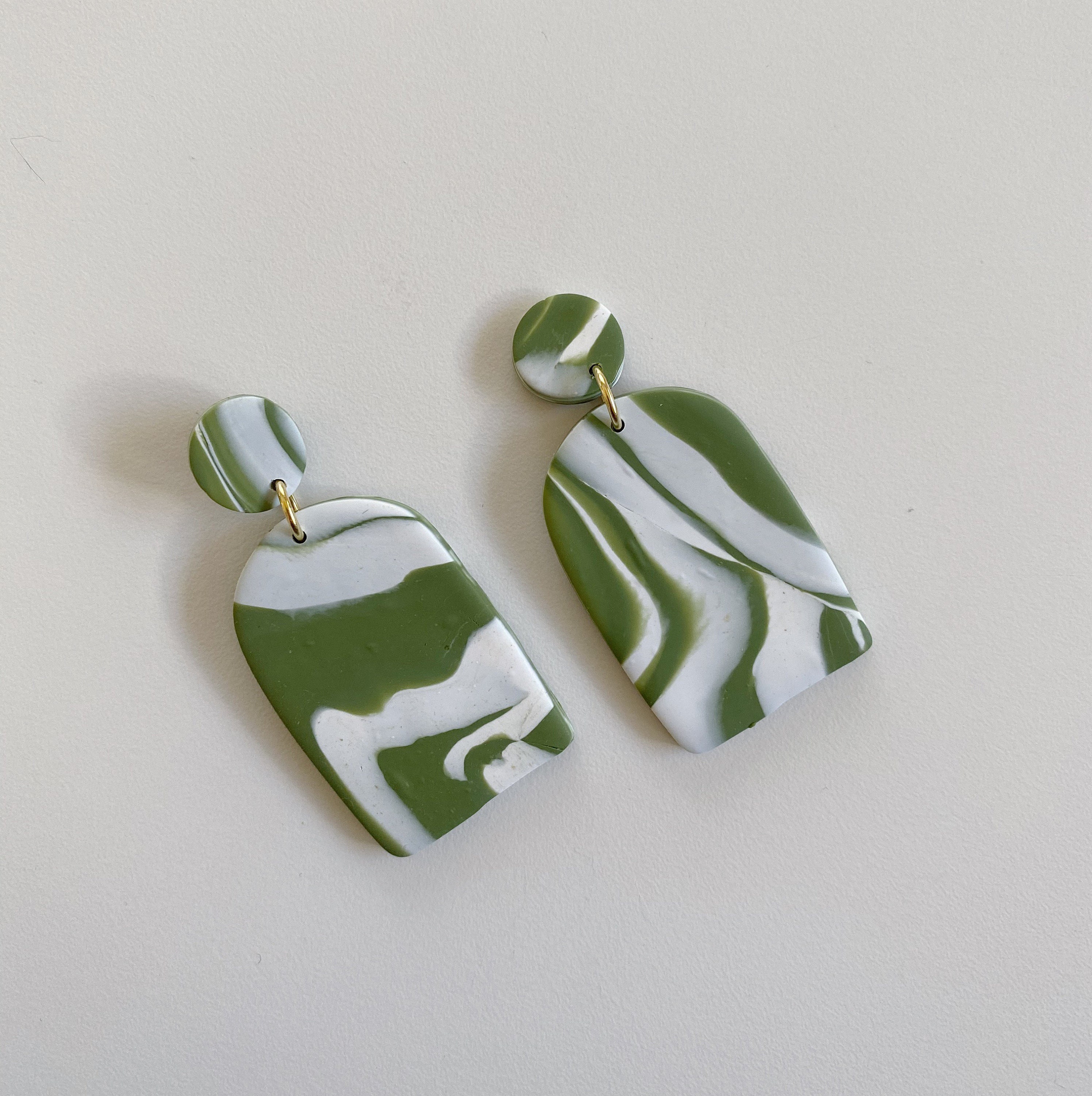 Olive Marble Earrings - Etsy