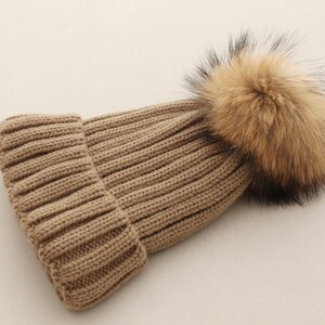 Soft Synthetic Furry Ball Hats Fluffy Large Poms Faux Fur Hat Wool ...