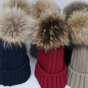 Soft Synthetic Furry Ball Hats Fluffy Large Poms Faux Fur Hat Wool ...