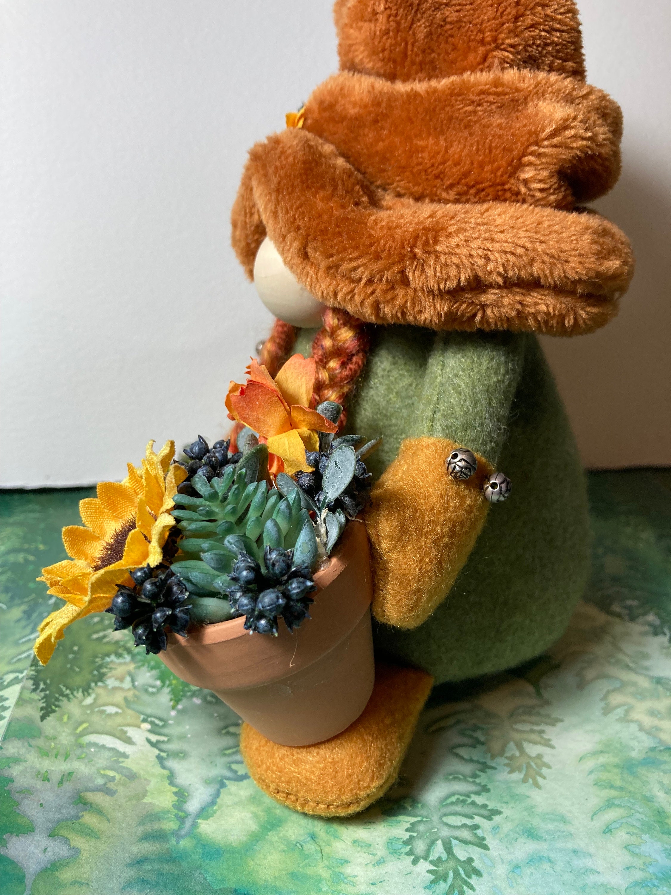 Sunflower Lady Gnome, Bumblebee, Pot of Flowers - Etsy