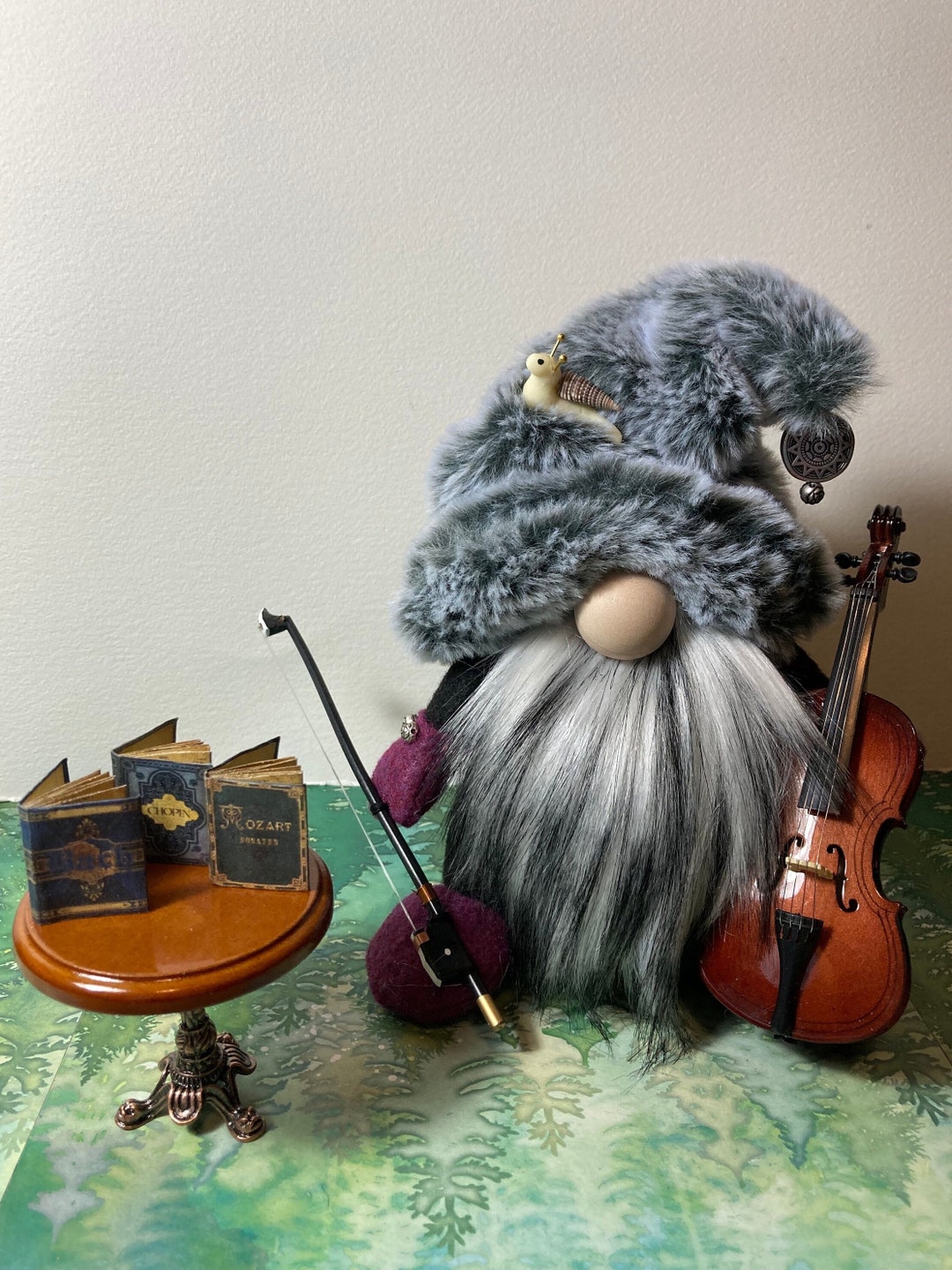 Musical Gnome With Cello and Bow. Table, Music Books, Snail. - Etsy
