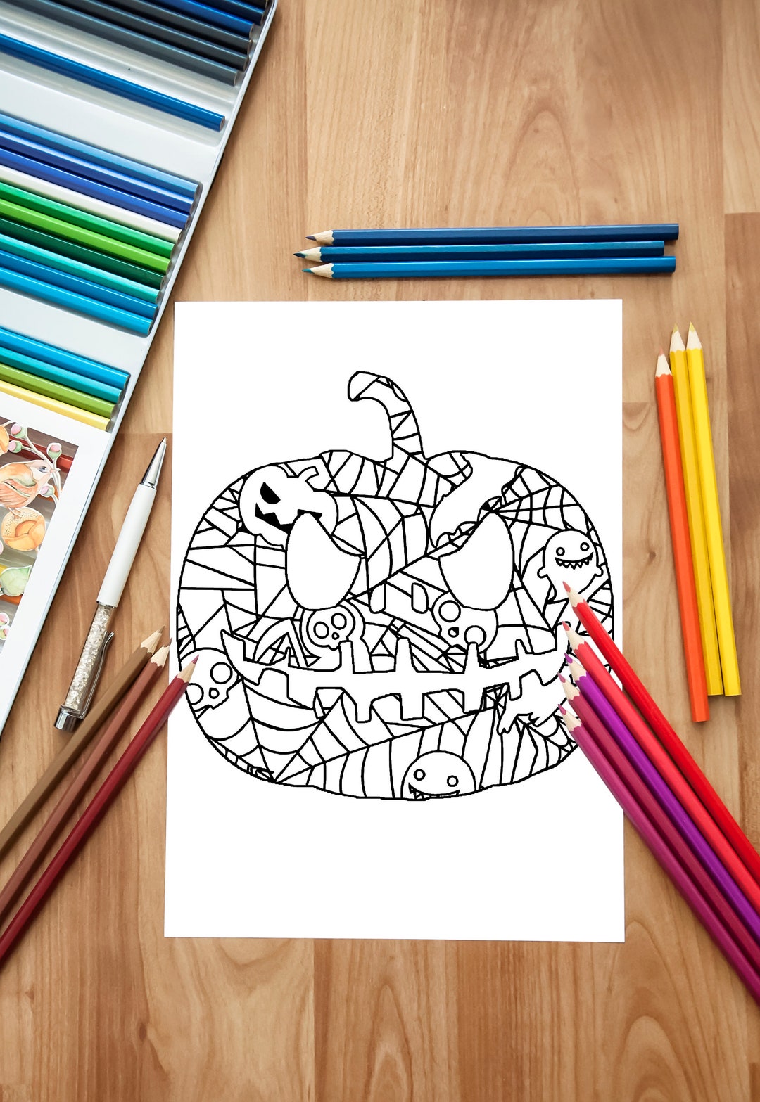 Printable Coloring Page Halloween Pumpkin / Digital Art / Halloween ...