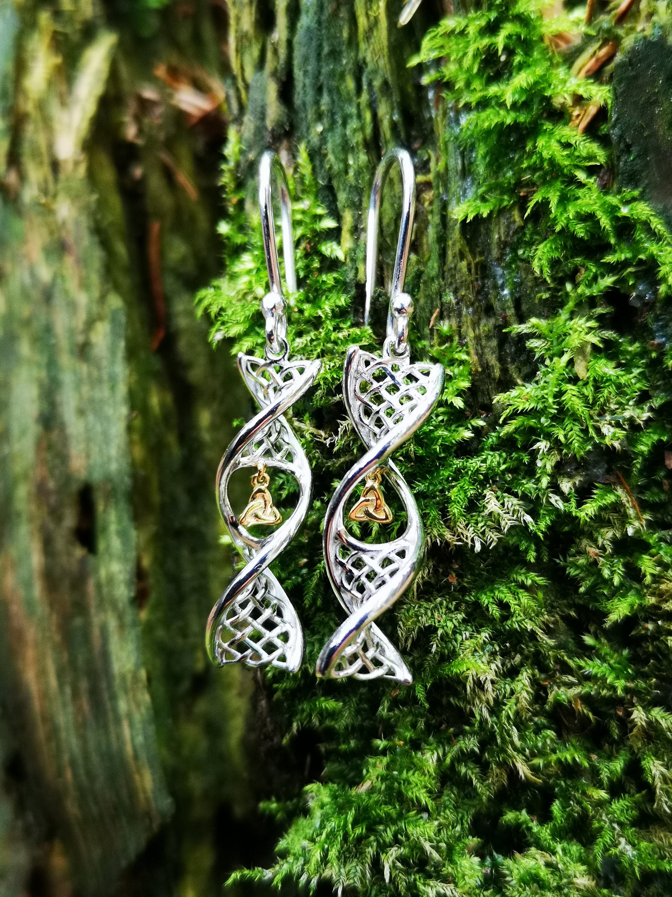 Celtic DNA Trinity Knot Earrings in Sterling Silver - Etsy