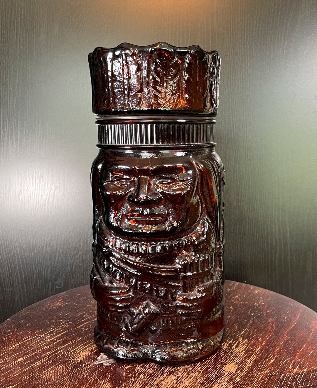 Indian Chief Vintage Glass Canister Jar - Etsy