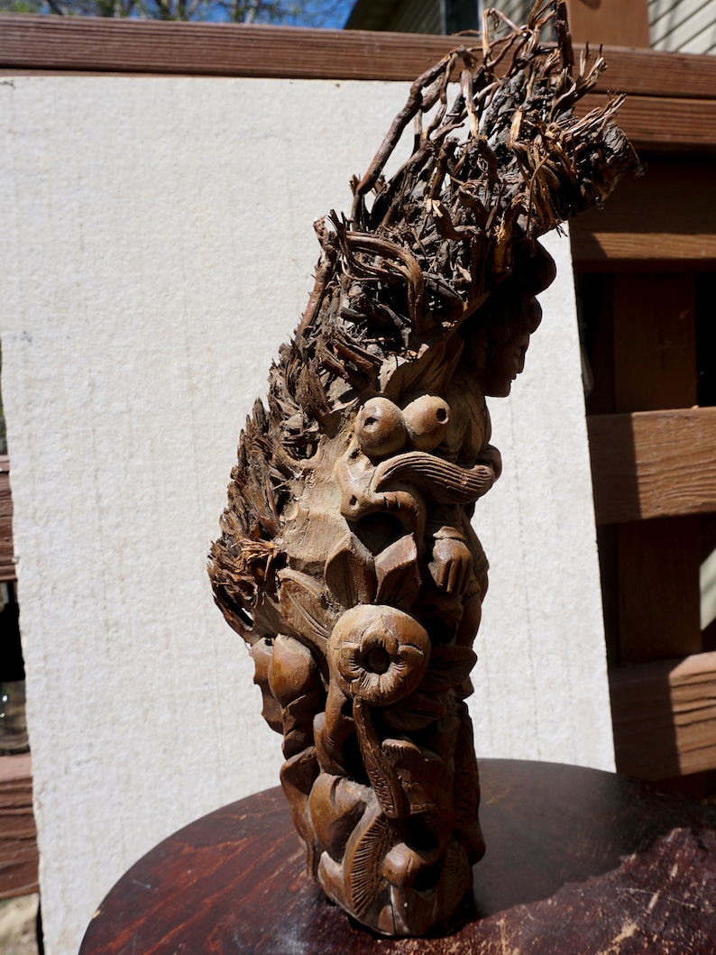 Vintage Bamboo Root Carving Chinese Woman - Etsy