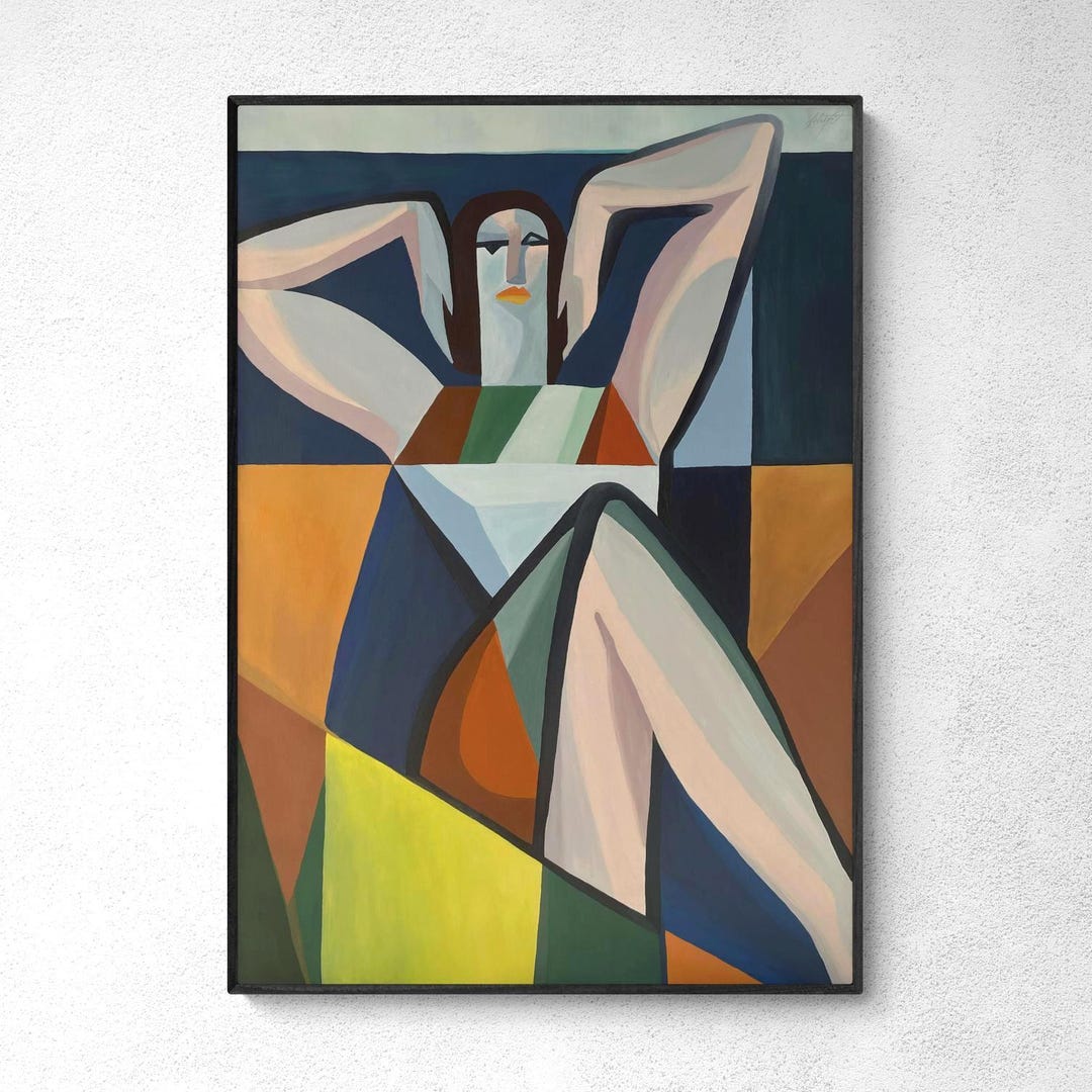 Cubist Abstract Figurative Painting | Modern Geometric Female Portrait ...