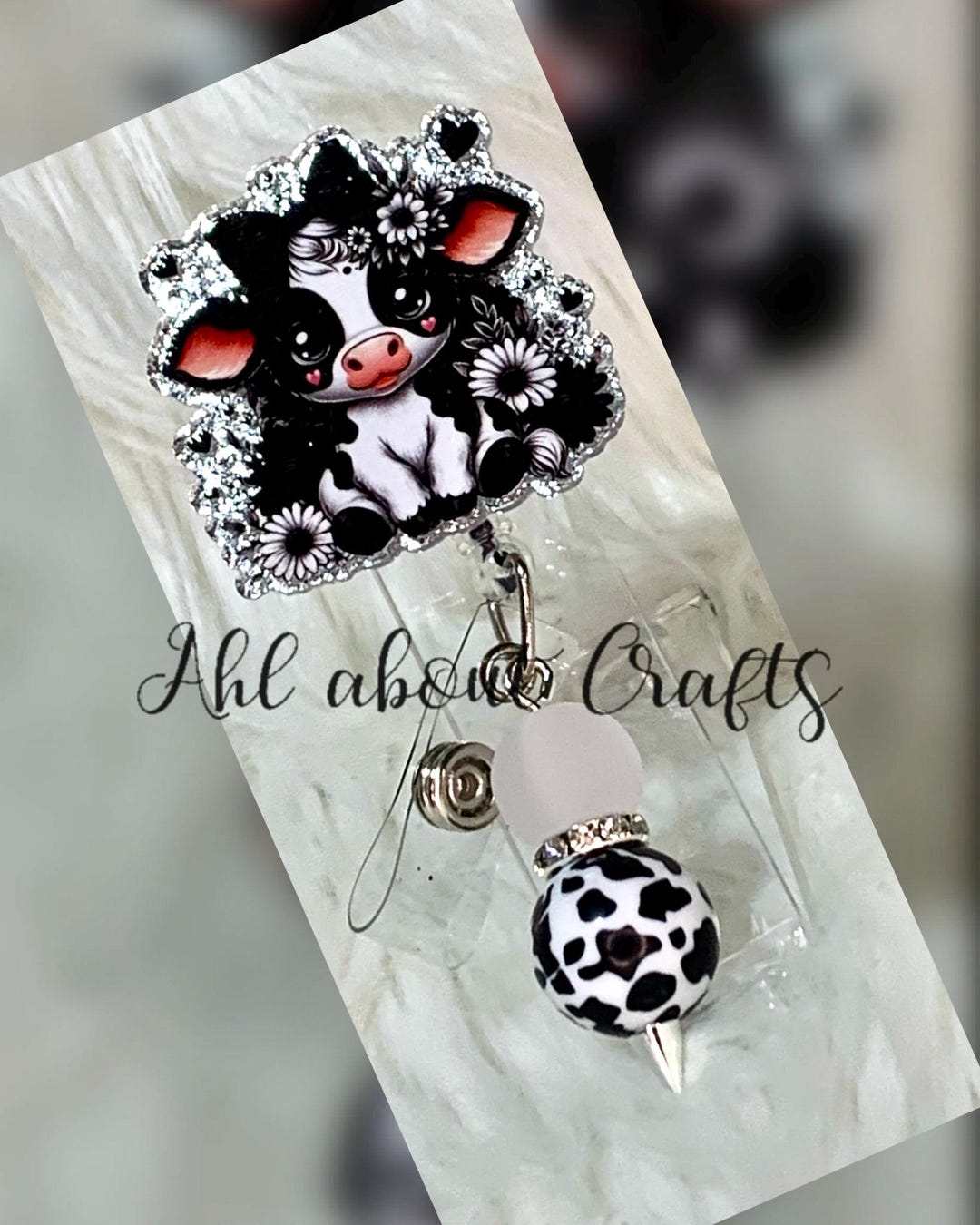 Cute Black & White Cow Badge Reel - Etsy