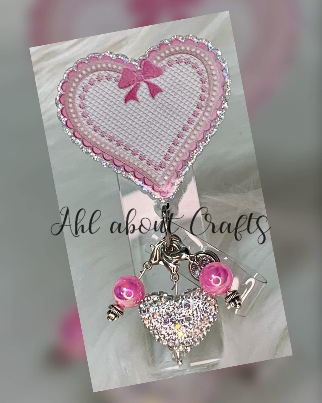 Pink Heart Badge Reel/ ID Holder/ Love/heart/ Forever/ - Etsy
