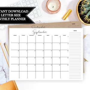 PRINTABLE Monthly Planner - A4 Notepad - Digital File - Desk Calendar ...