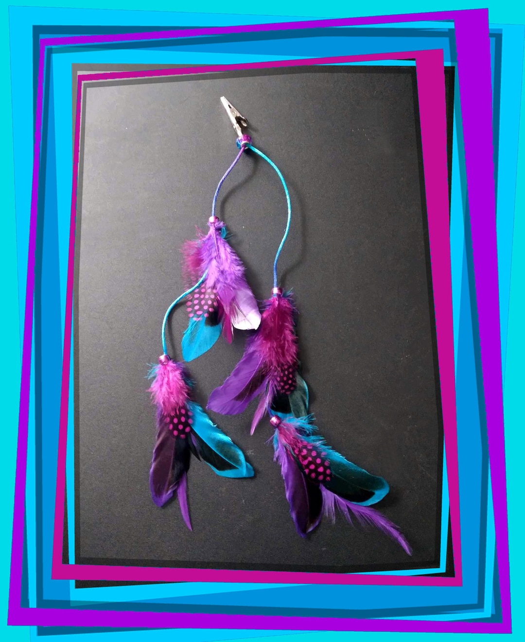 Purple and Lake Blue Feathered Alligator Clip - Etsy