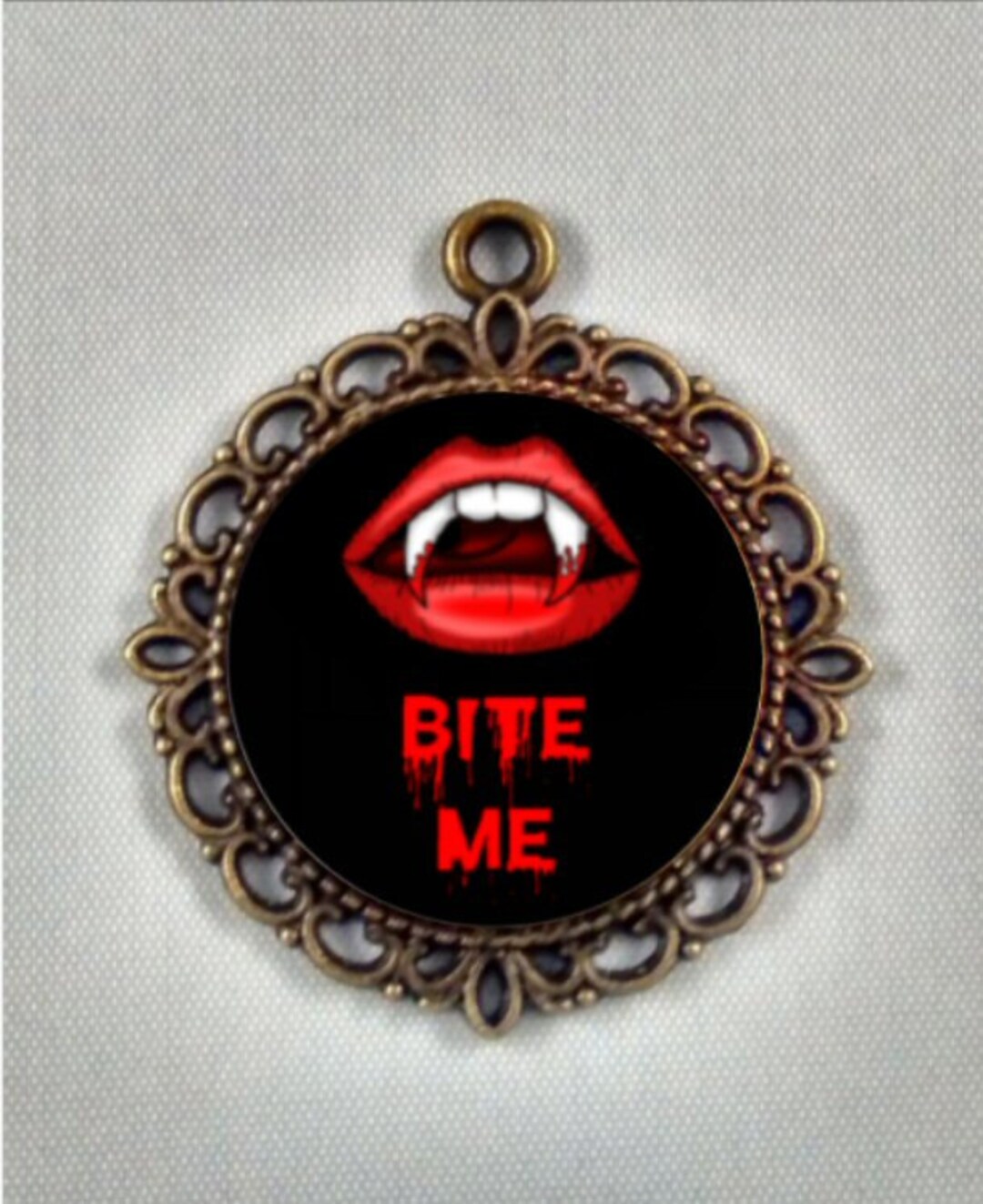 Vampire Pendant, Vampire Bite Me Pendant, Vampire Lips, Bite Me Jewelry ...