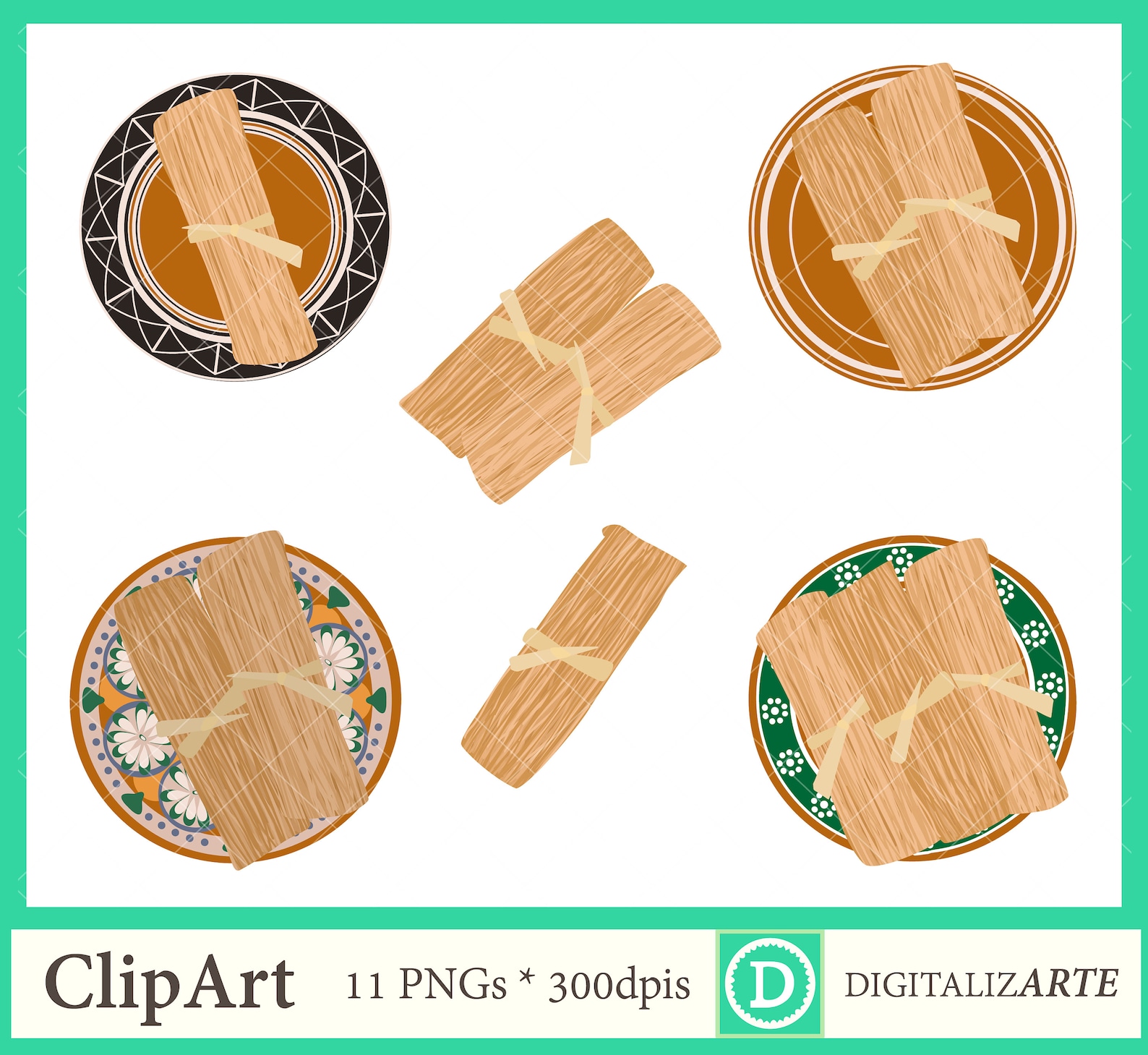 Tamales - Clipart Set. Mexican Tamale Clipart 11 PNG. Digital Instant ...