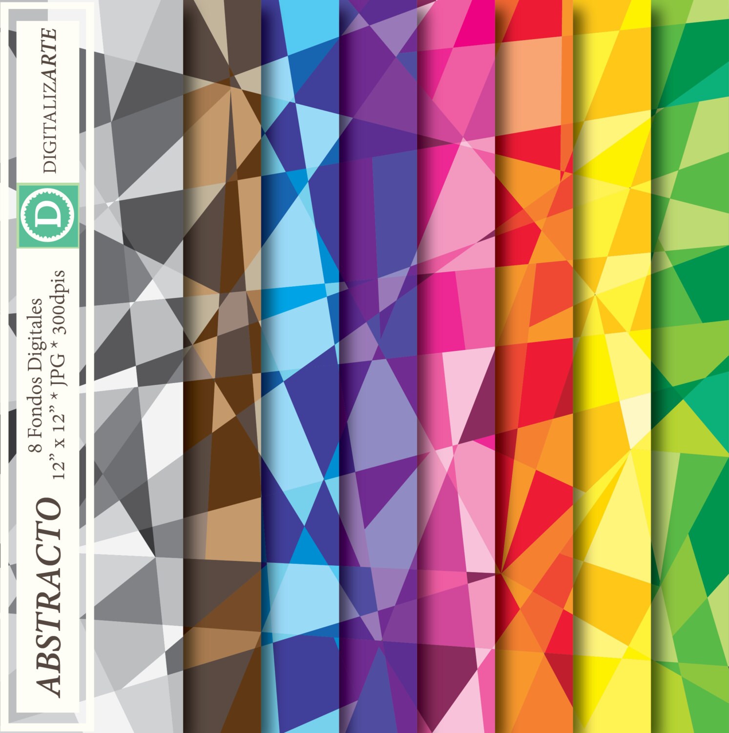 Colorful Digital Backgrounds / Digital Papers Instant Download 12x12 ...