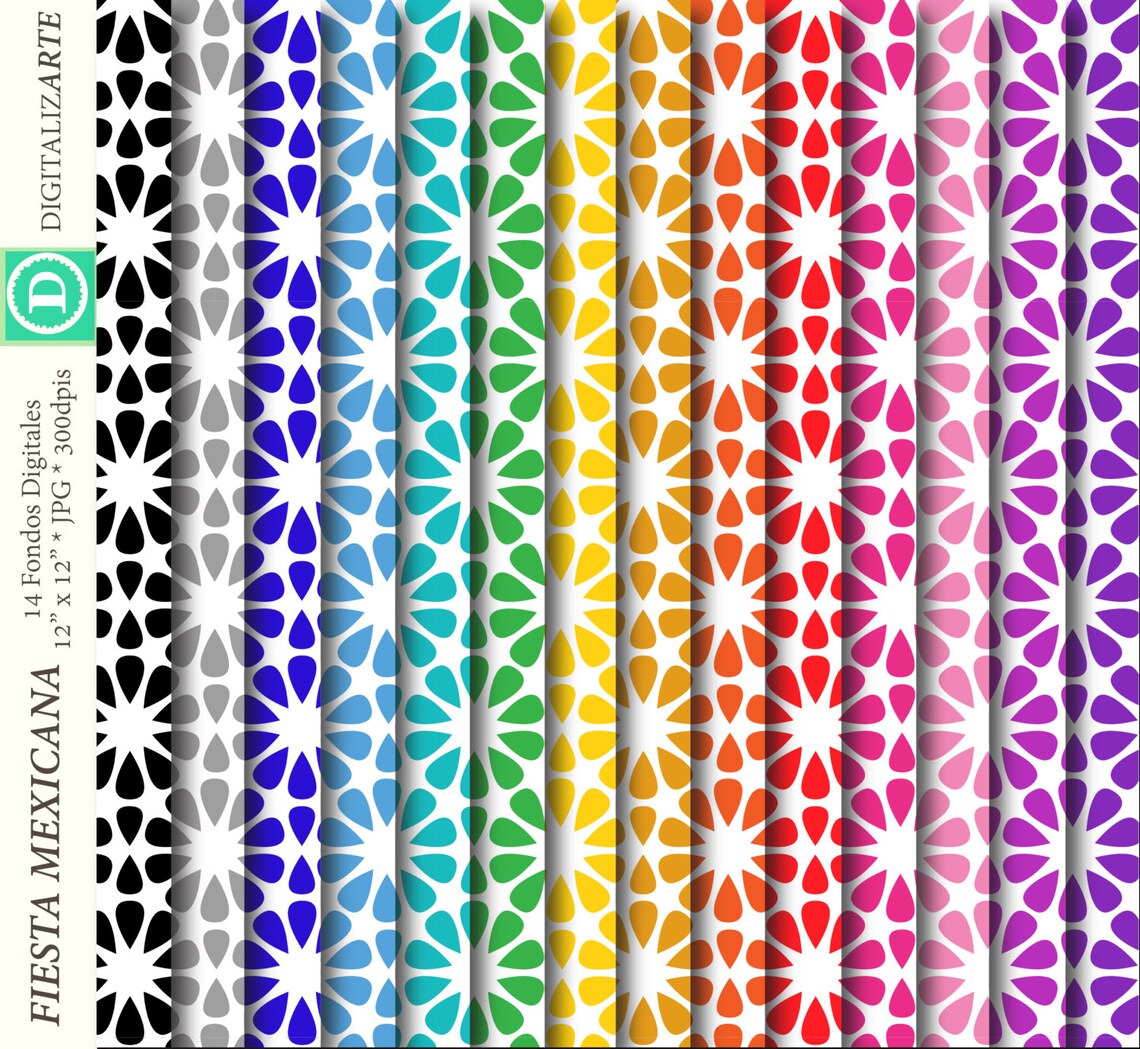 Mexican Fiesta Digital Backgrounds / Printable Papers Instant Download ...