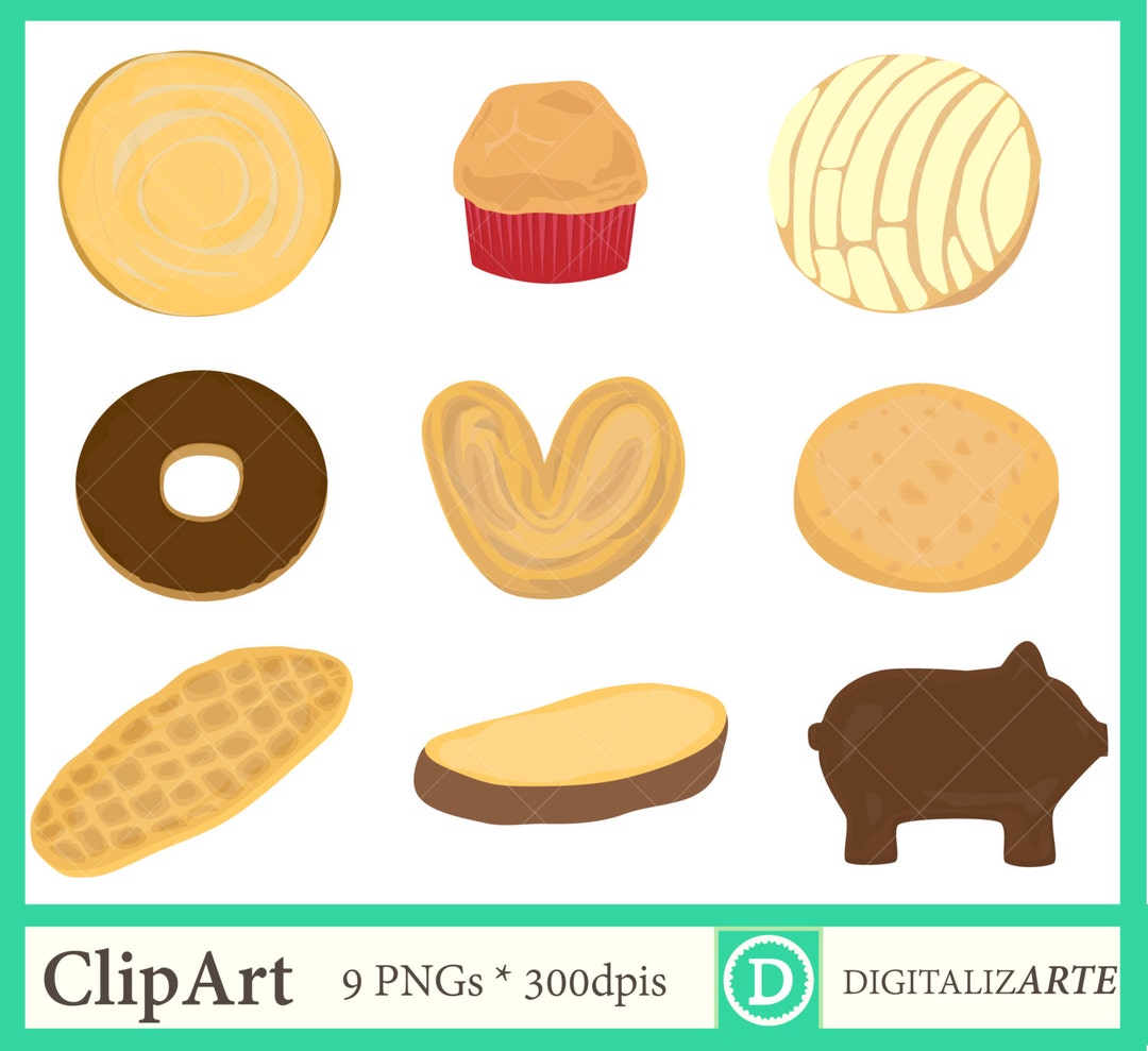 Pan Dulce - 9 Traditional Mexican Pastries. Digital / Clipart Instant ...