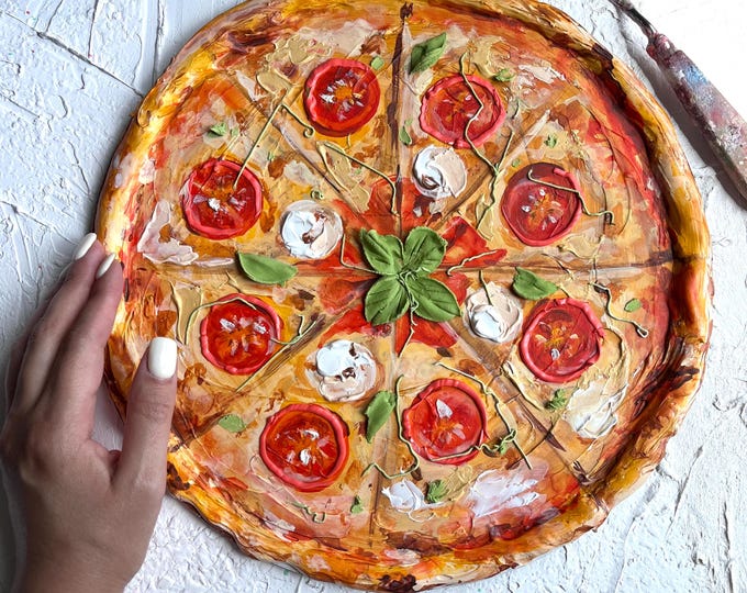Pizza Original Painting Original Food Painting Fake Pizza Wall Art 3d ...