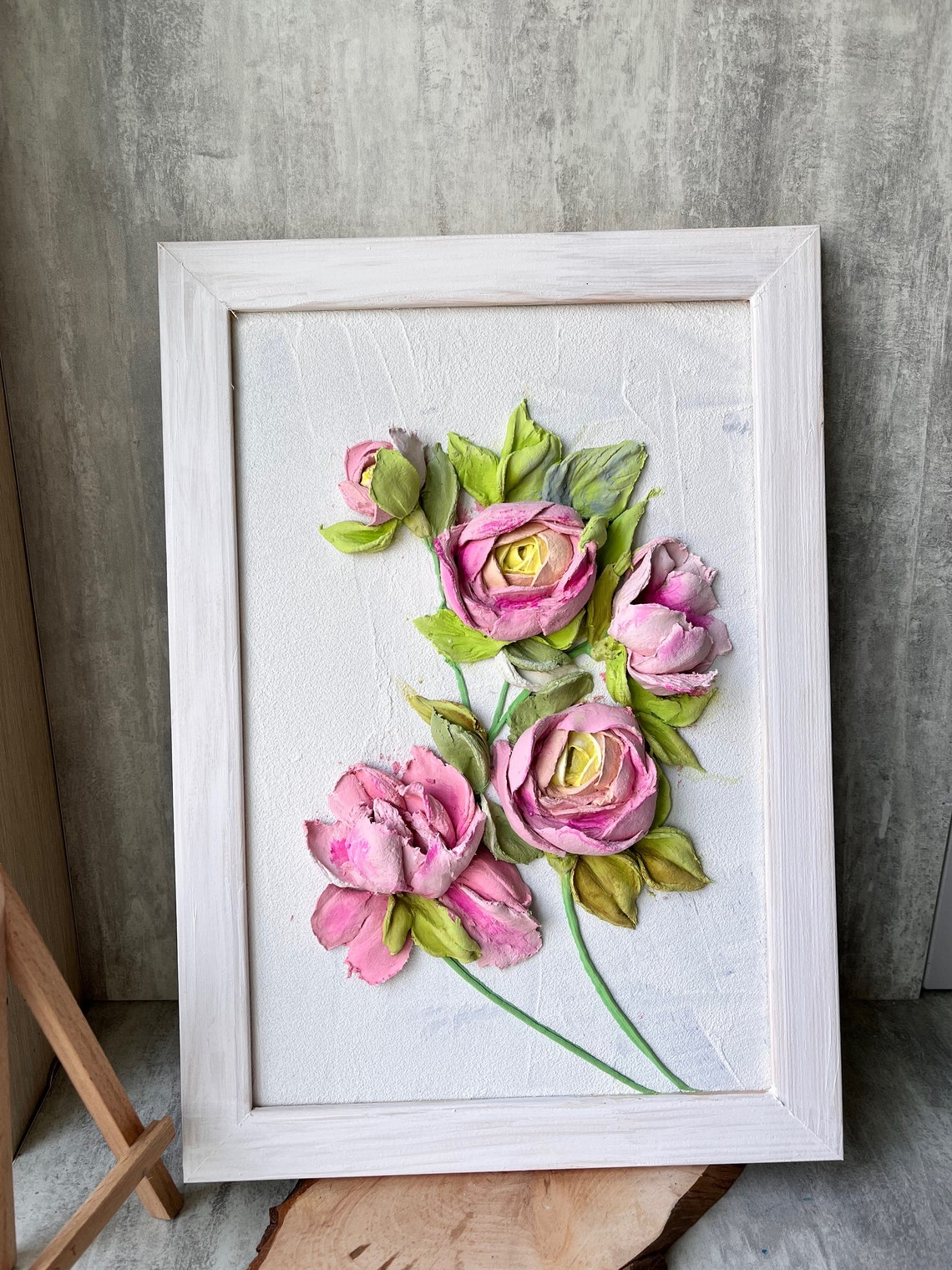 Peony 3d Painting Sculpture Painting Ranunculus Plaster Panno Impasto ...