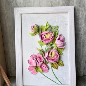 Peony 3d Painting Sculpture Painting Ranunculus Plaster Panno Impasto ...