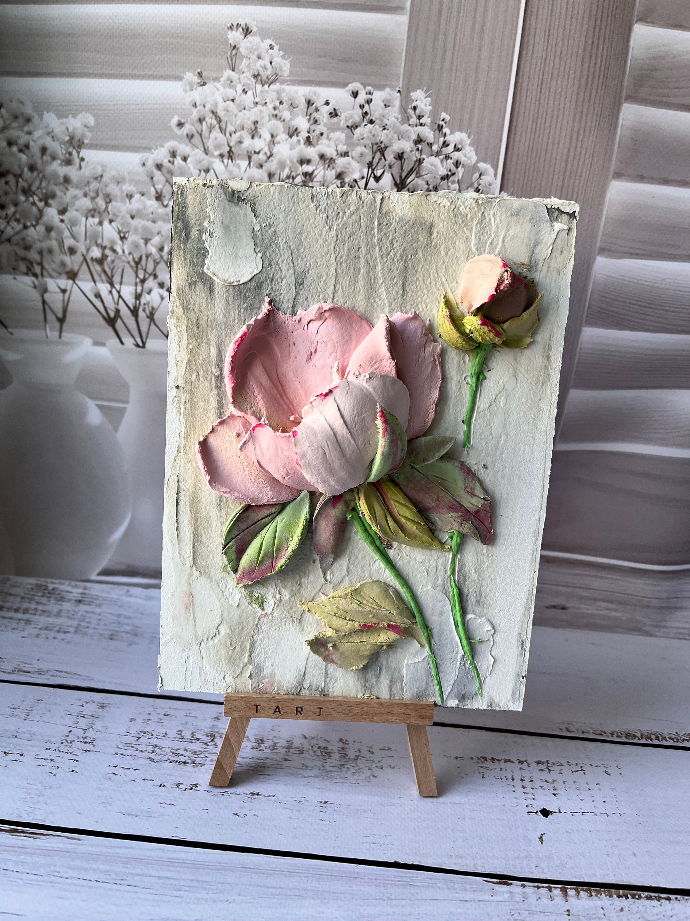Flower Sculpture Painting Roses 3D Painting Floral Painting 3D Wall Art ...
