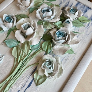 White Rose Sculptural Painting 3D Painting Floral Painting Bas Relief ...