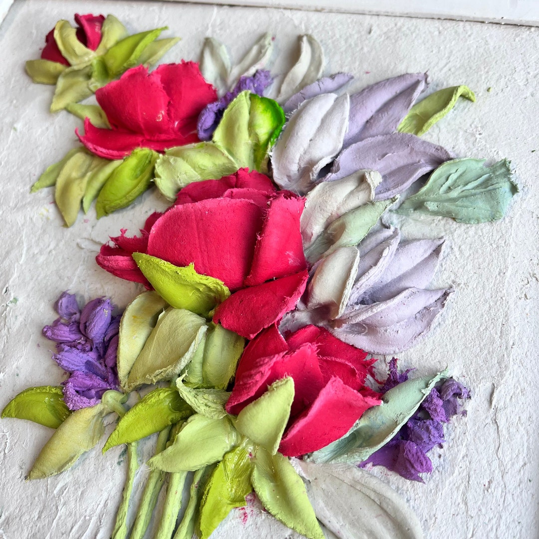 3d Rose Painting, 3D Flowers Made of Plaster, Original 3d Art, 3d ...