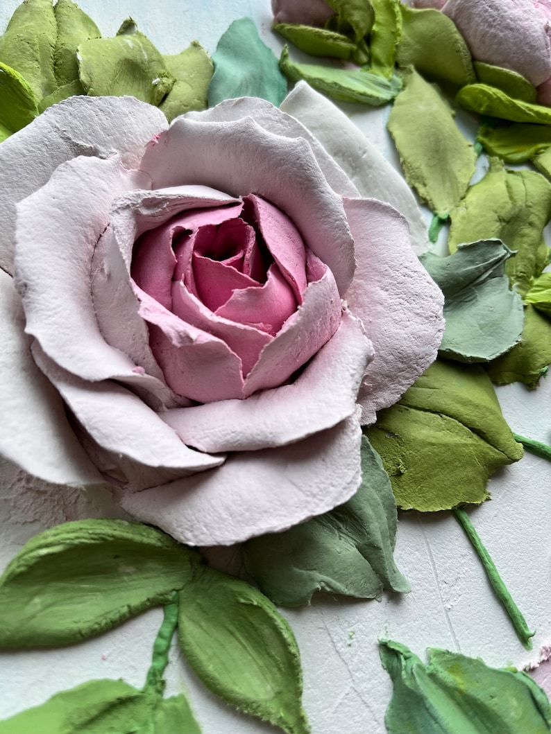 Flower Sculpture Painting Roses 3D Painting Floral Painting 3D Wall Art ...