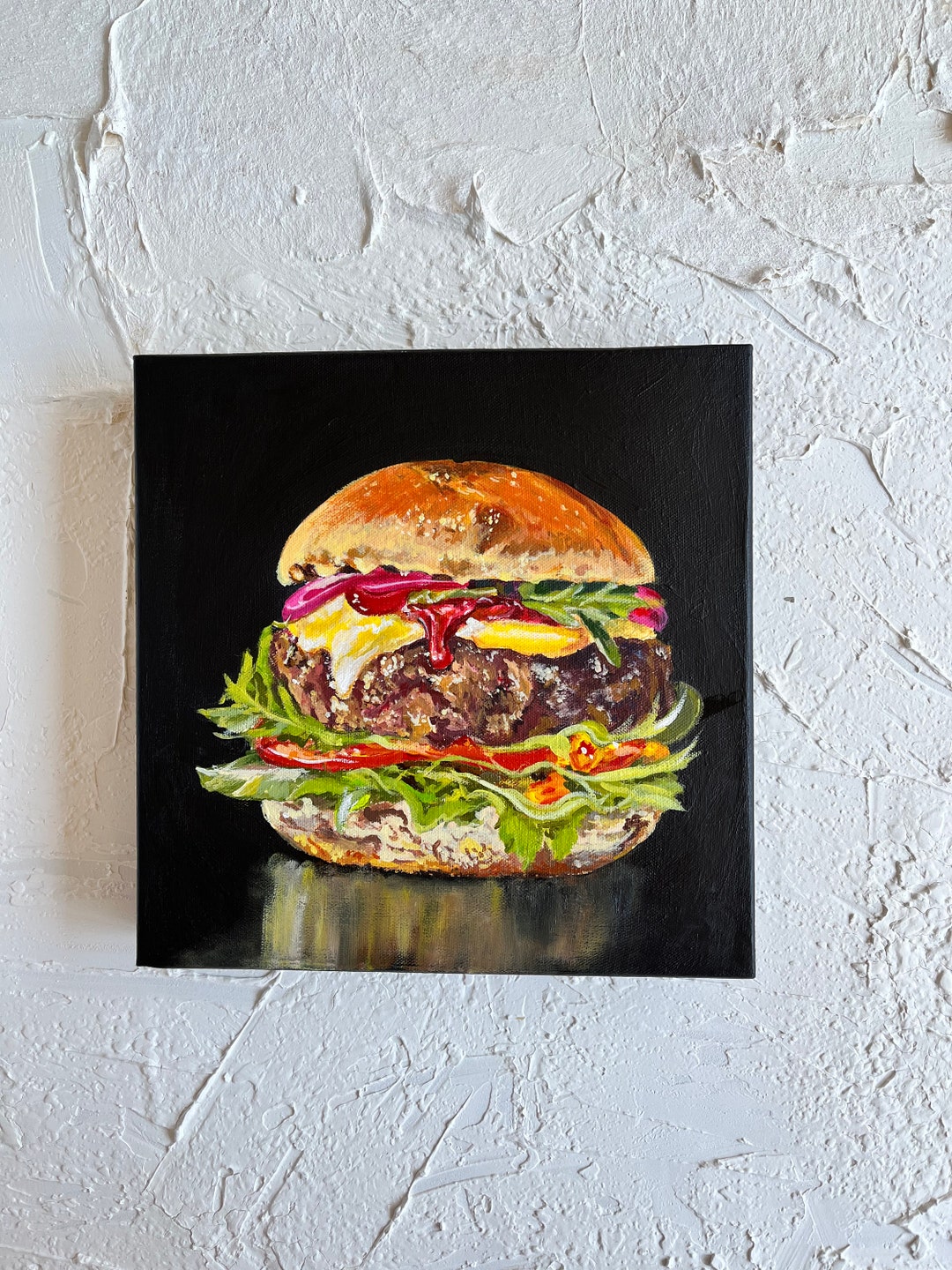 Burger Painting Original Food Painting Delicious Picture Kitchen ...