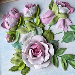 Flower Sculpture Painting Roses 3D Painting Floral Painting 3D Wall Art ...