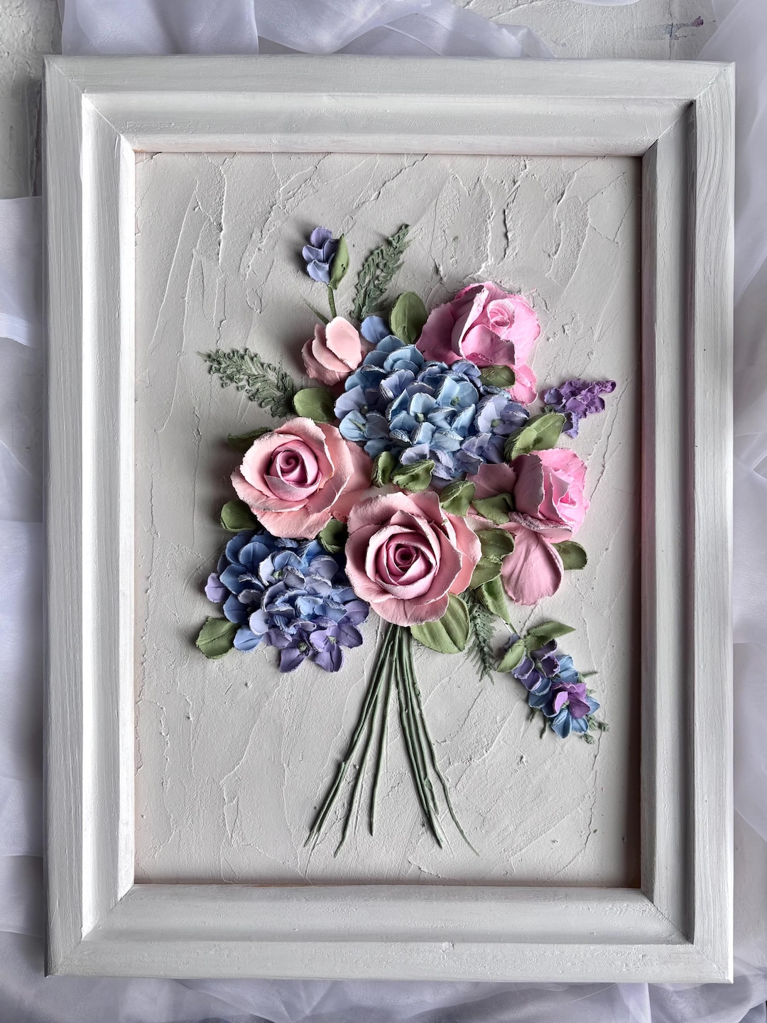 Custom 3D Wedding Bouquet Personalized Floral Art With Hydrangeas ...