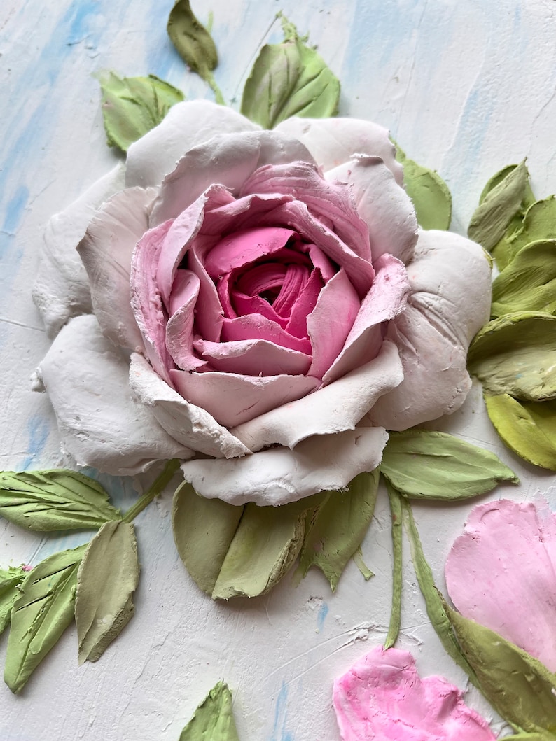 Flower Sculpture Painting Roses 3D Painting Floral Painting 3D - Etsy