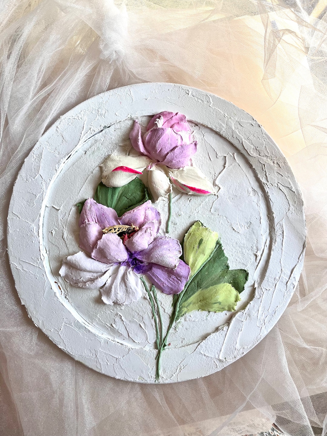 Pink Lotus Sculptural Painting 3d Water Lily Sculpture Painting Flowers ...