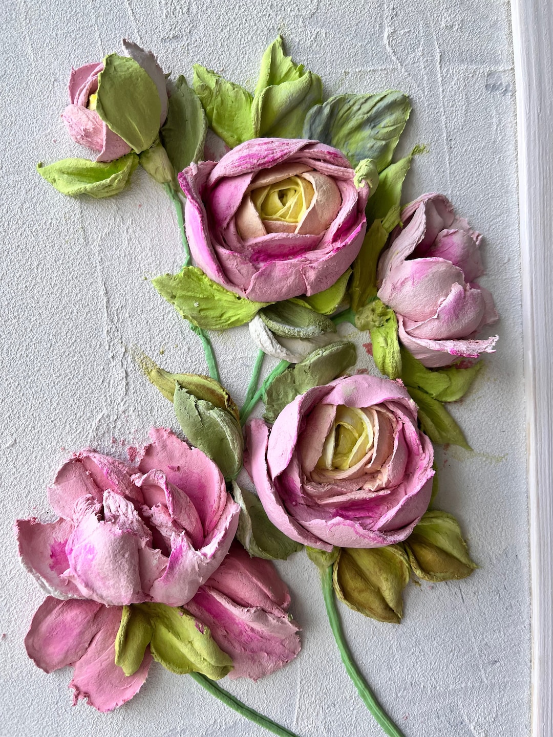 Peony 3d Painting Sculpture Painting Ranunculus Plaster Panno Impasto ...