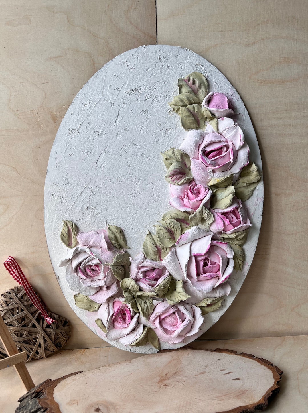 3D Plaster Painting Flower Painting Roses Painting Sculpture Painting ...