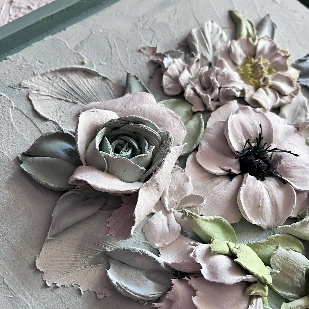 3d Rose Plaster Painting, 3d Flower Wall Art, Wedding Bouquet From ...