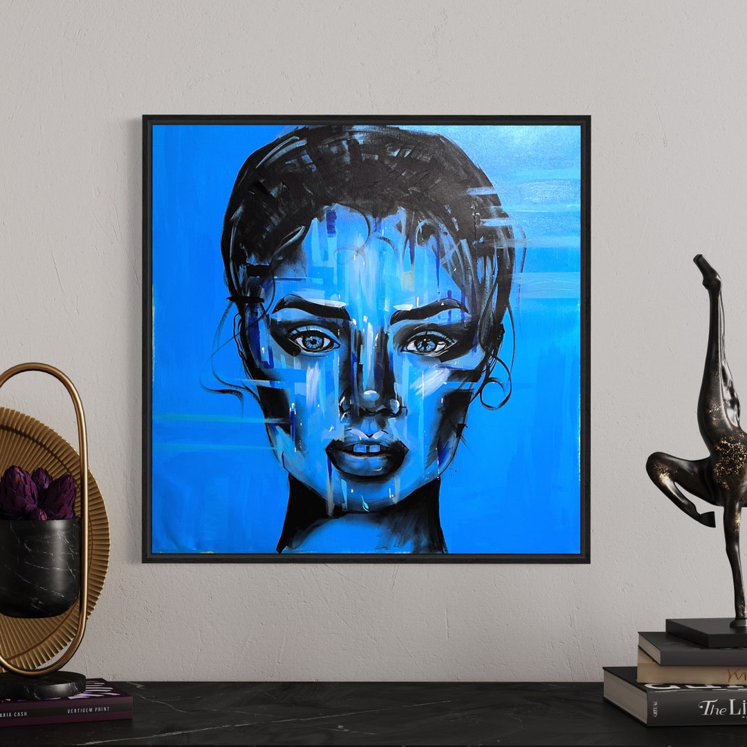 Face Abstract Painting Blue Abstract Art Original Face Wall Art ...