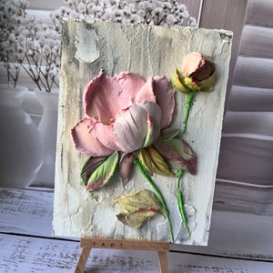 Flower Sculpture Painting Roses 3D Painting Floral Painting 3D Wall Art ...