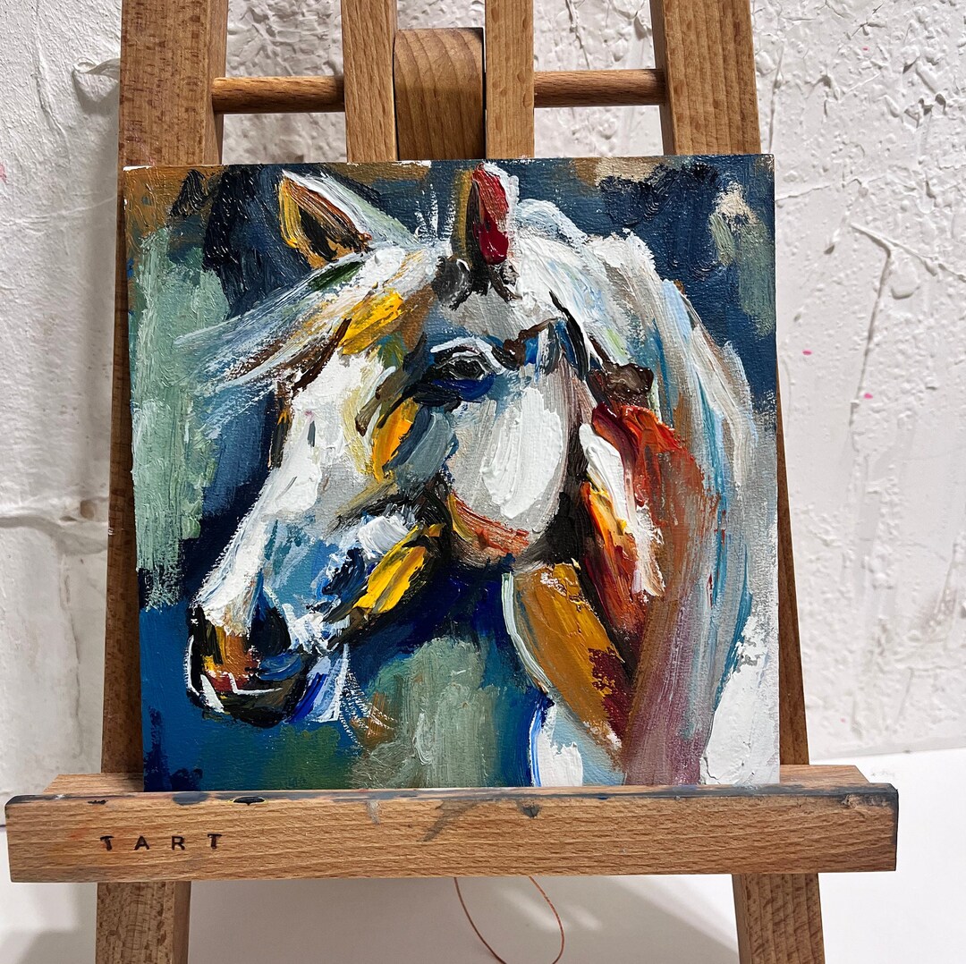 Horse Oil Painting Original Horse Mini Art Small Animal Painting - Etsy